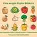 Cute Veggie Digital Stickers | Kawaii Vegetable Clipart | Planner ...