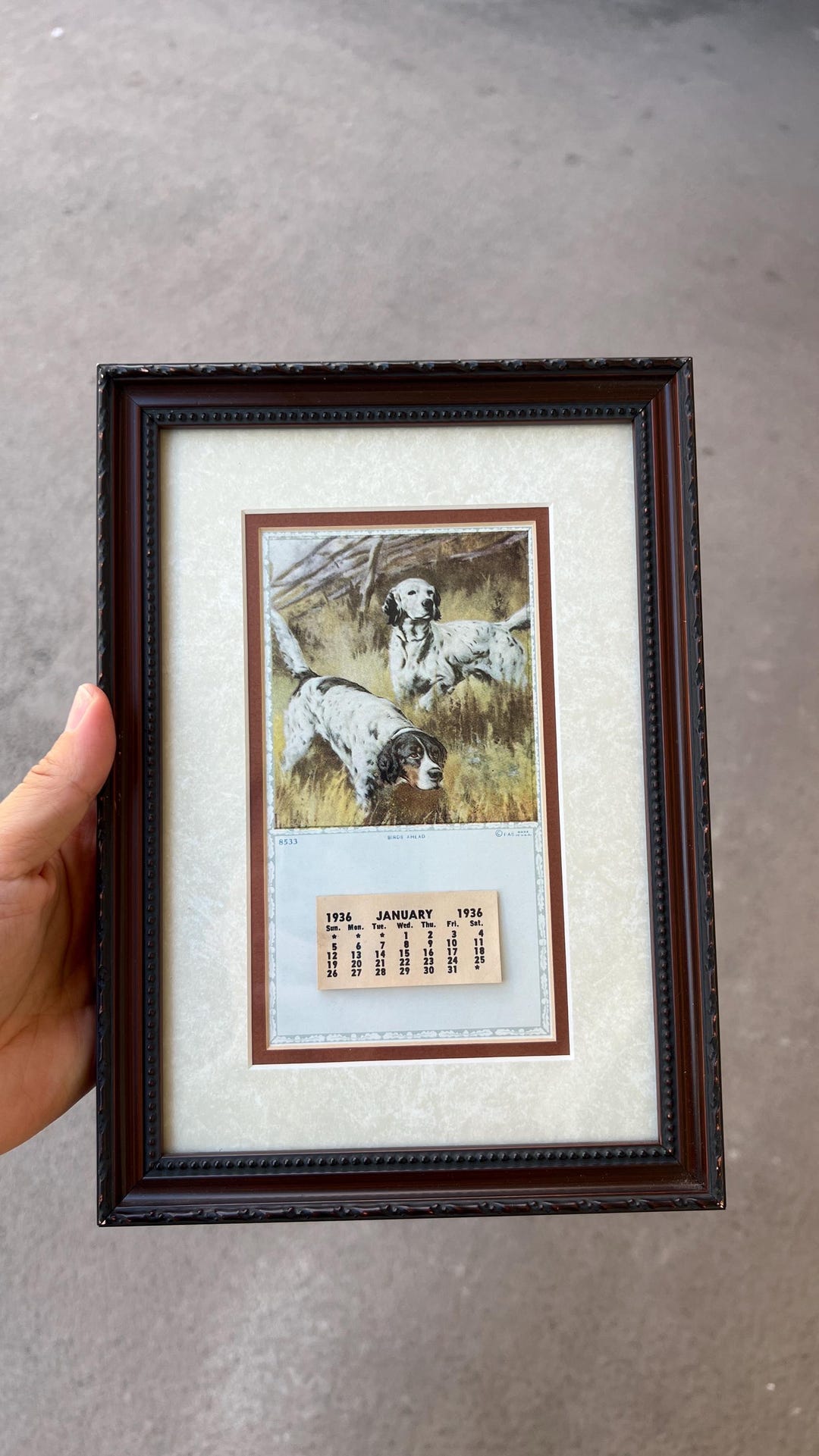 1936 Original Calander in Professional Frame FAS Made in USA Vintage ...