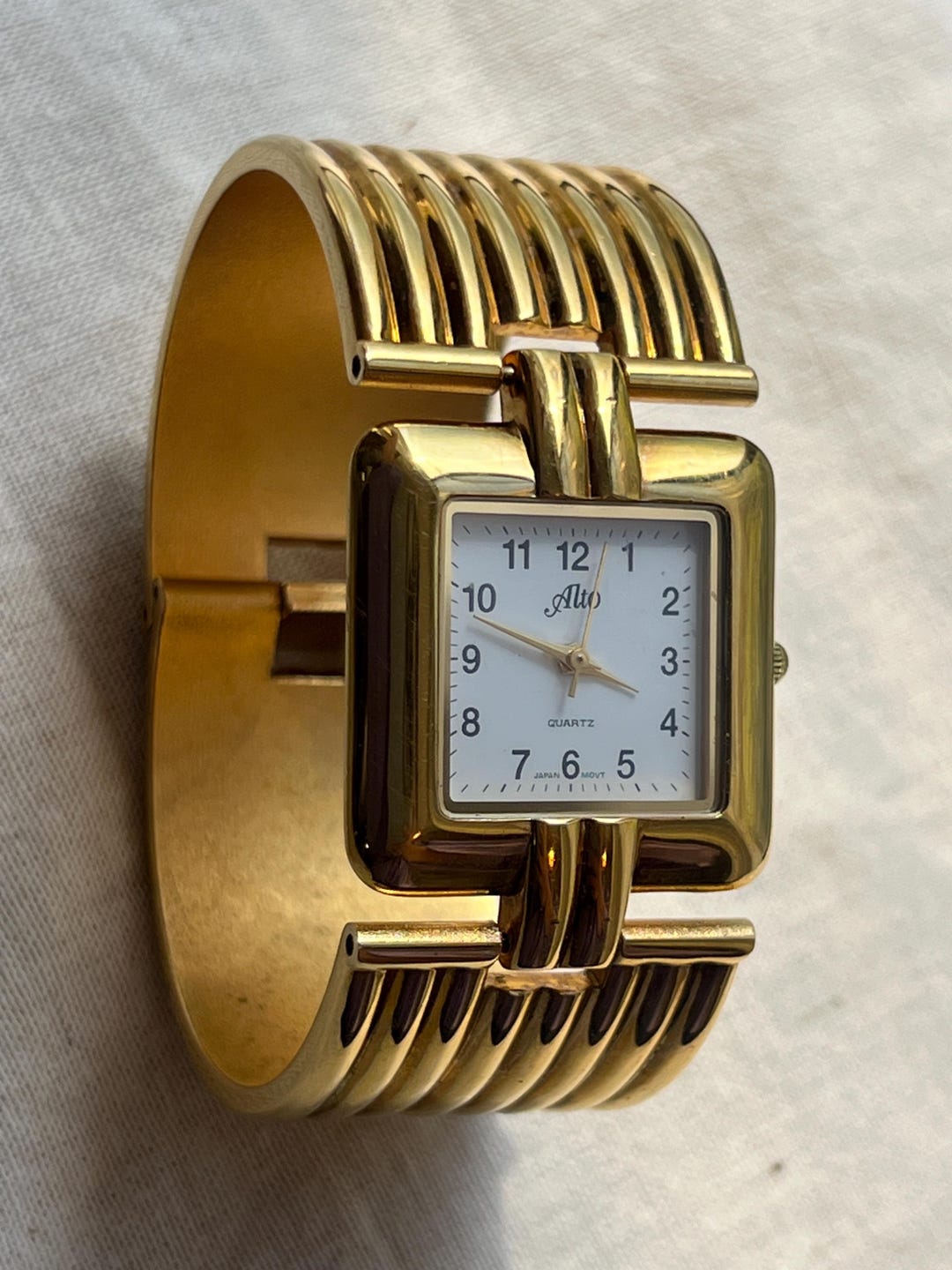 Vintage Alto Fancy Quartz Gold Tone Watch Bangle Cuff Bravelet Watch - Etsy