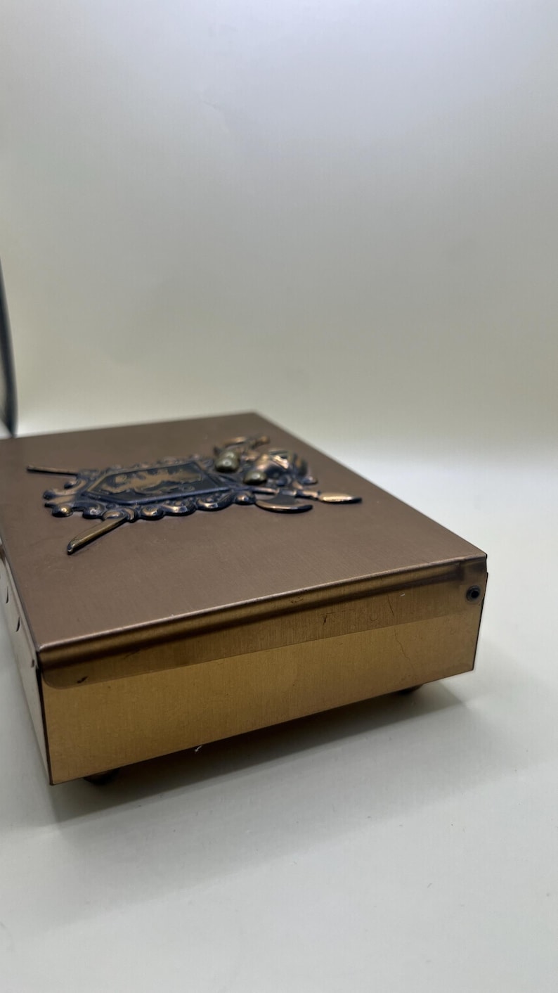 Mid Century Gold Tone Heraldic Lion Jewelry Box | Vintage Metal Gothic ...