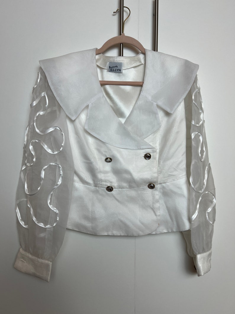Vintage Positivity Ellyn Coffin Cream White Sheer Chiffon Blouse ...