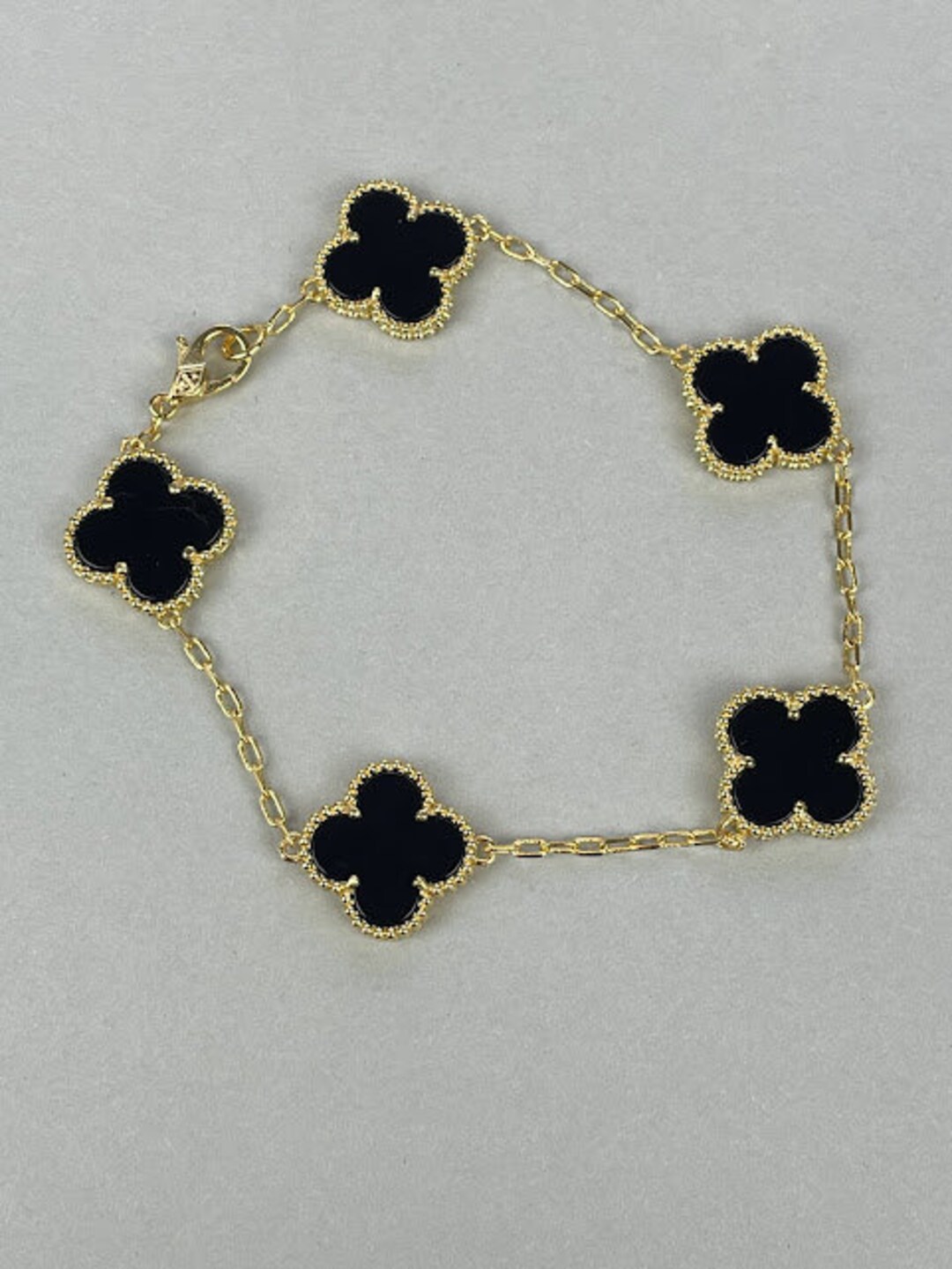 Vintage Van Cleef & Arpels 18k Solid Gold Trendsetting Black 5 Motif Alhambra Bracelet - Etsy