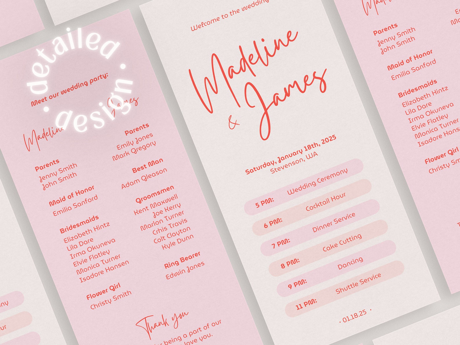 Retro Wedding Program Template Download Wedding Day Timeline Itinerary ...