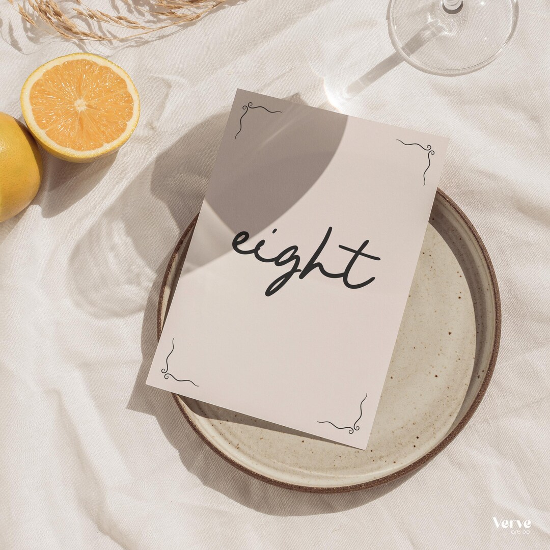 Handwritten Table Numbers for Wedding, Whimsical, Artsy (canva Template ...