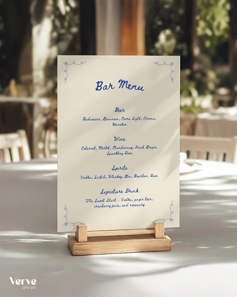 Hand Drawn Wedding Bar Menu Sign Template, Colorful Drink Menus (canva ...