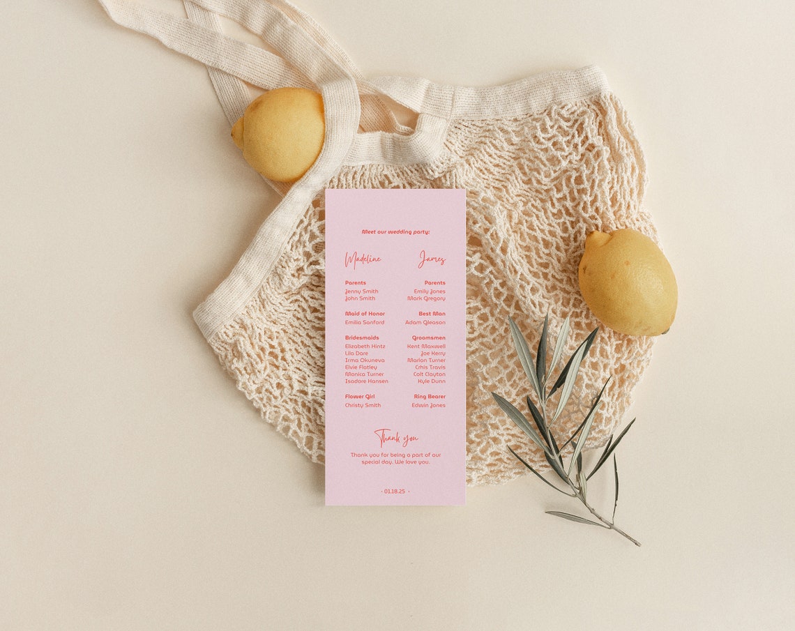 Retro Wedding Program Template Download Wedding Day Timeline Itinerary ...