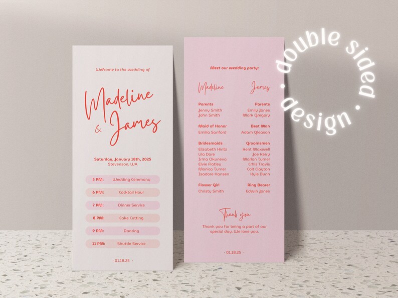 Retro Wedding Program Template Download Wedding Day Timeline Itinerary ...