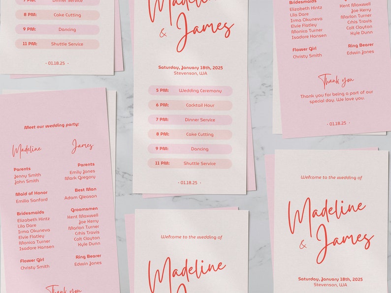 Retro Wedding Program Template Download Wedding Day Timeline Itinerary ...