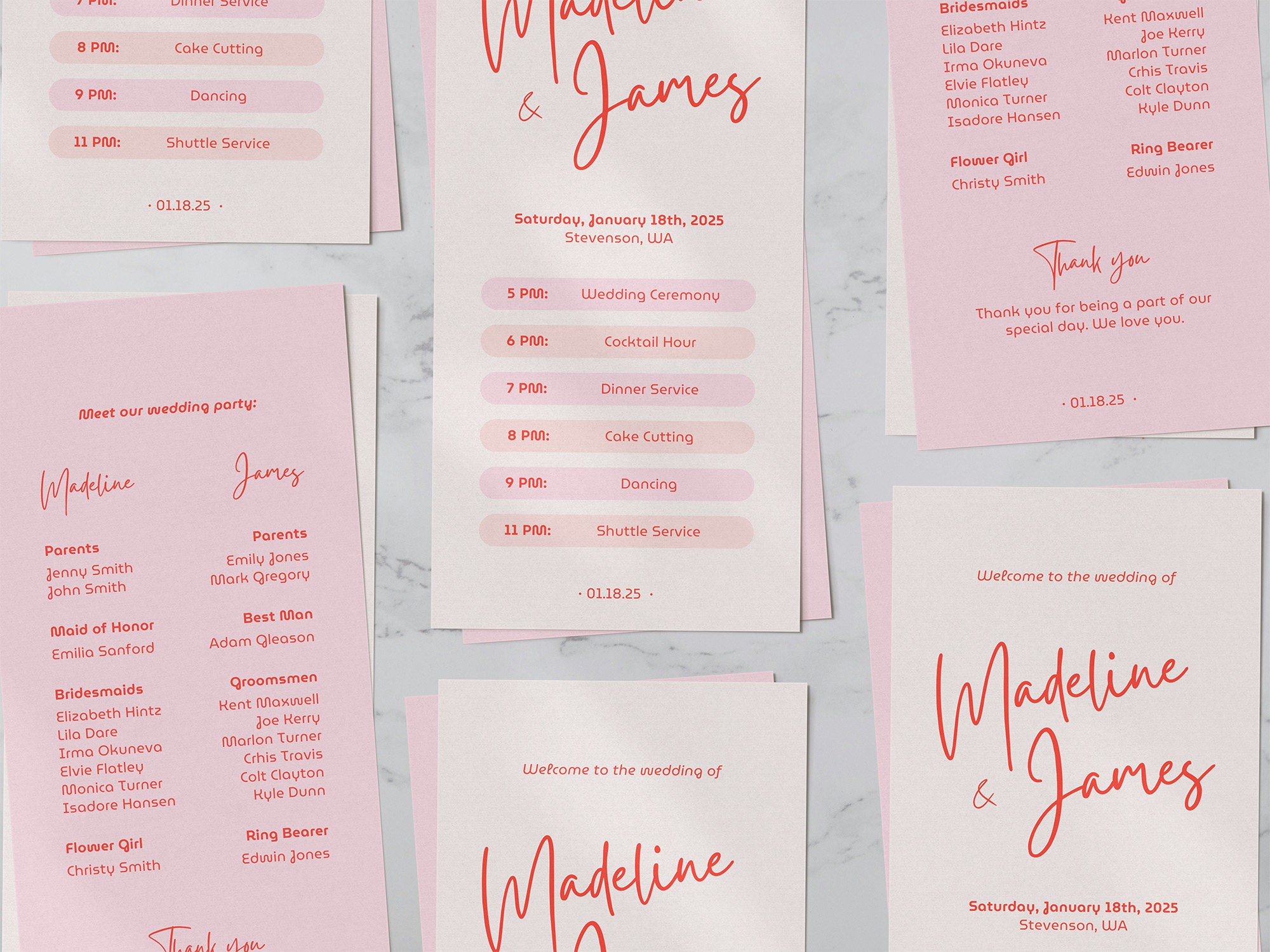 Retro Wedding Program Template Download Wedding Day Timeline Itinerary ...