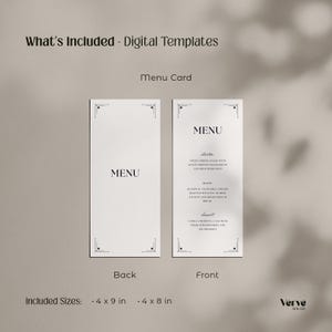 Wedding Menu Template, Elegant Menu Card, 4x9, 4x8, Canva Template ...