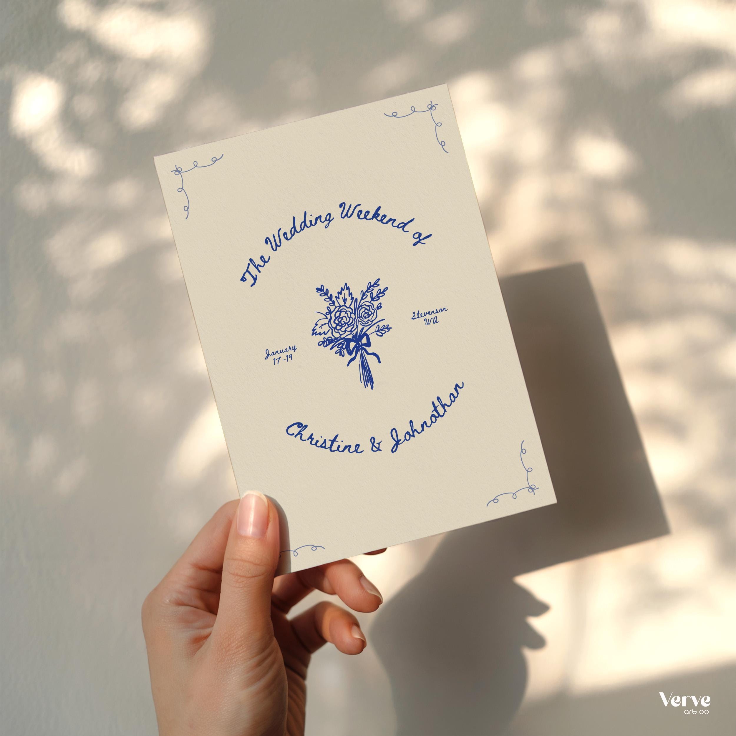 Whimsical Wedding Weekend Itinerary, Wedding Welcome Bag Timeline Card ...