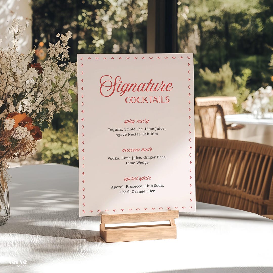 Signature Drinks Sign Template, Colorful Signature Cocktails, Whimsical ...