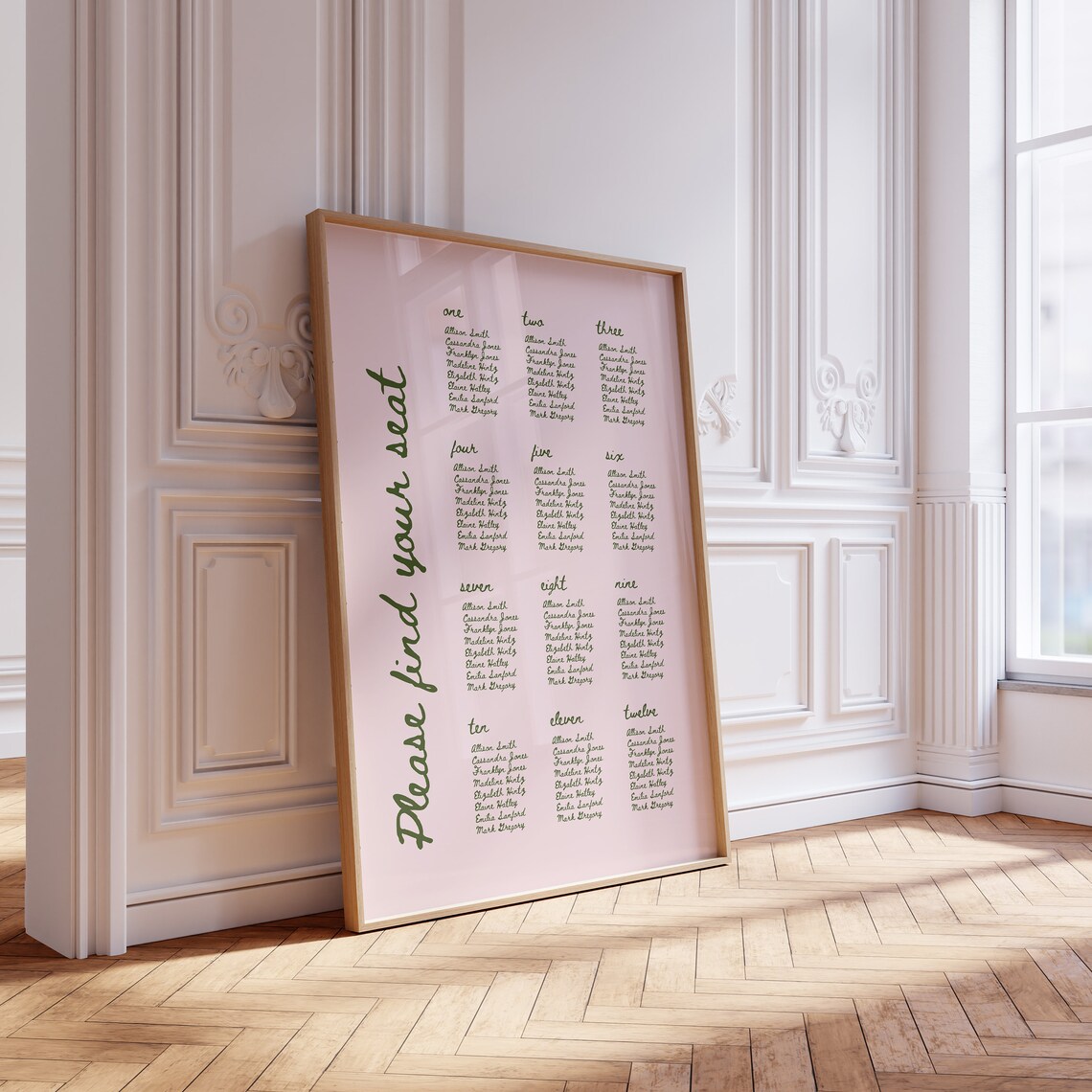 Handwritten Wedding Seating Chart Template, 12 Table Seating Chart ...