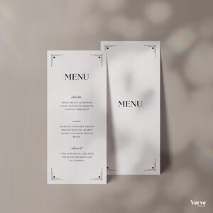 Wedding Menu Template, Elegant Menu Card, 4x9, 4x8, Canva Template ...