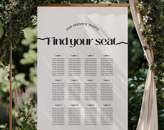 SEATING CHART Reception Signage Simple Scallops, Printable Wedding ...