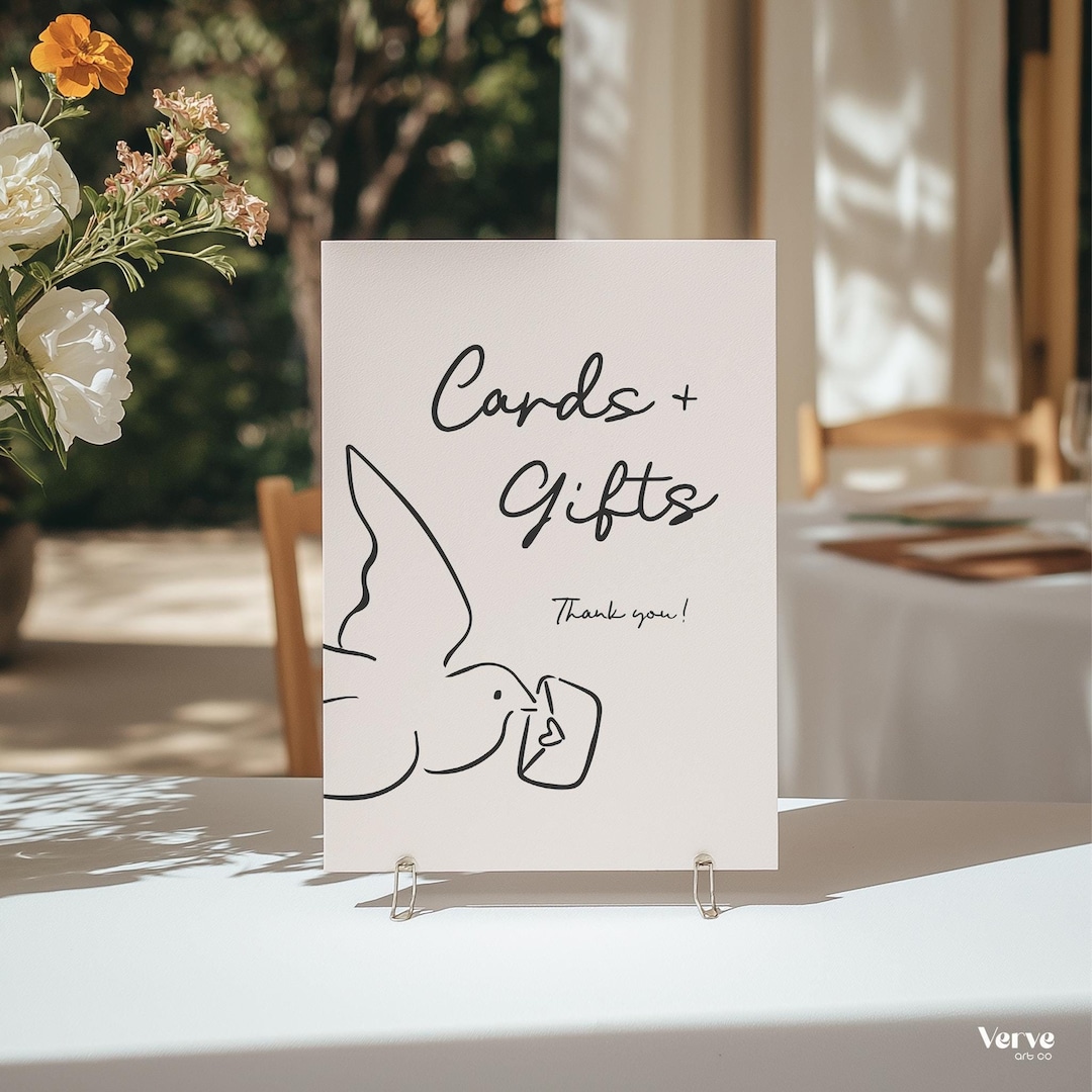 Cards and Gifts Sign Template, Hand Drawn Wedding Card Box Sign ...