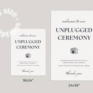 Unplugged Ceremony Sign Template, Elegant Unplugged Wedding Sign ...