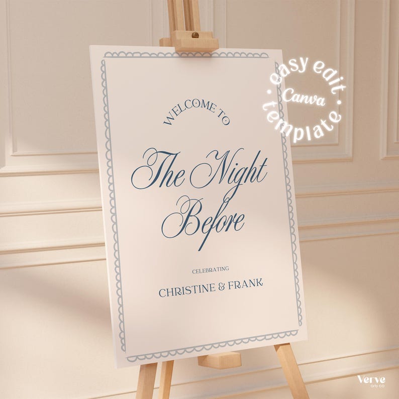 The Night Before Sign, Vintage Rehearsal Dinner Welcome Sign Canva ...