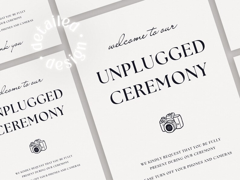 Unplugged Ceremony Sign Template, Elegant Unplugged Wedding Sign ...
