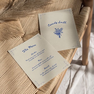 Hand Drawn Wedding Menu Template, Printable Menu Card, Handwritten ...