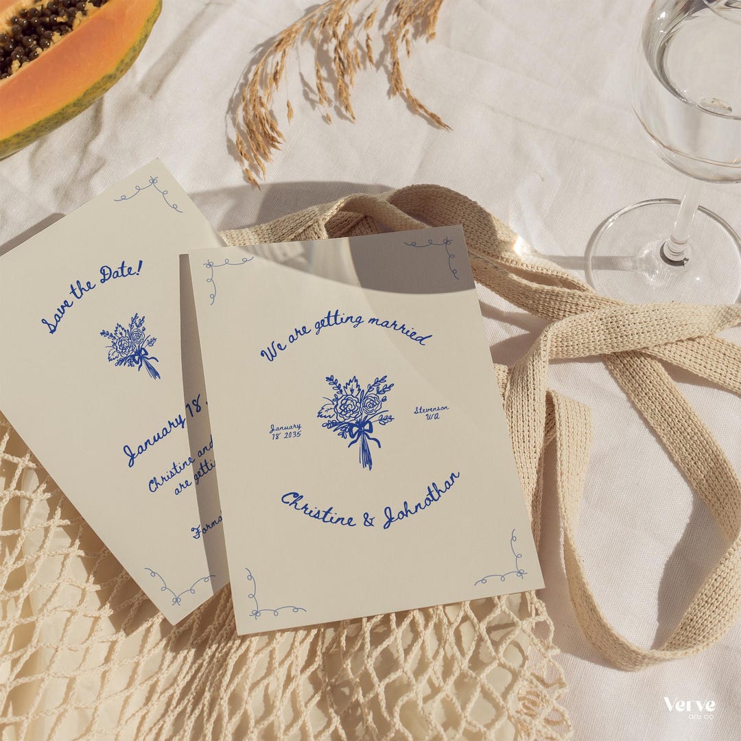 Hand Drawn Save the Dates Template, Whimsical, Handwritten Invitation ...