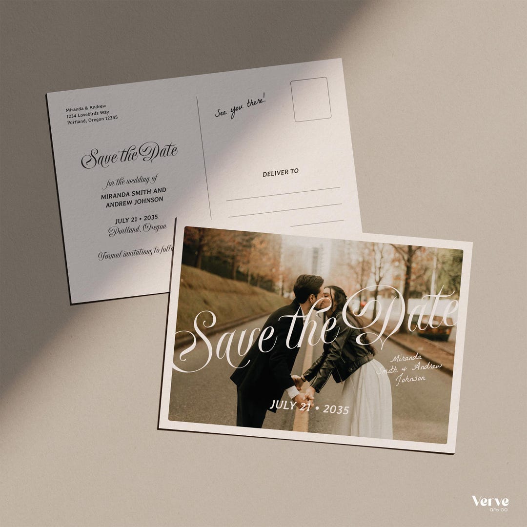 Save the Date Postcard Template With Photo (editable Canva Template ...