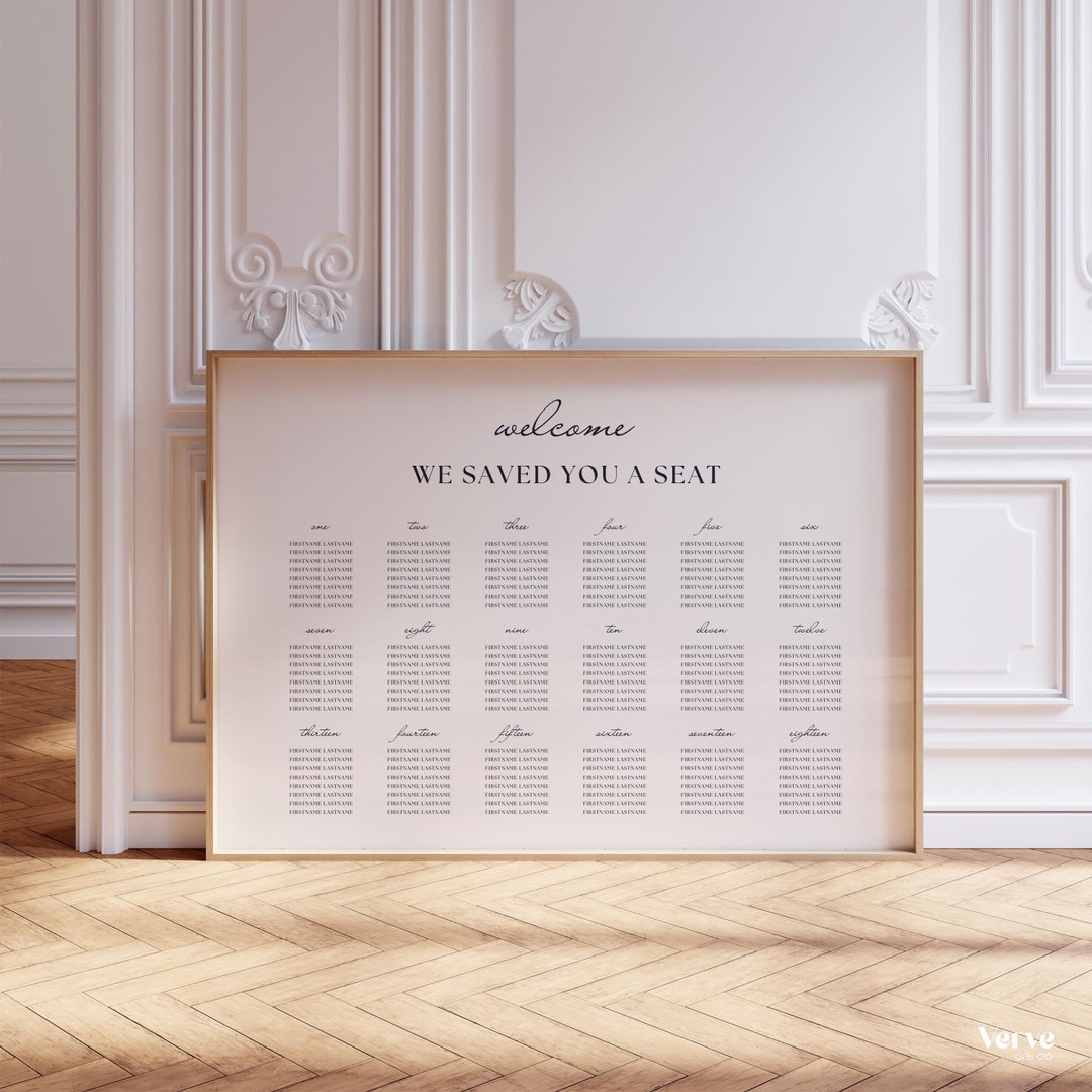 Elegant Wedding Seating Chart Template, 18 Table Seating Chart, Large ...