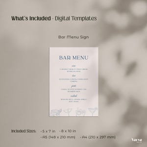 Bar Sign Template Wedding, Hand Drawn Bar Template, Drinks Menu Sign ...