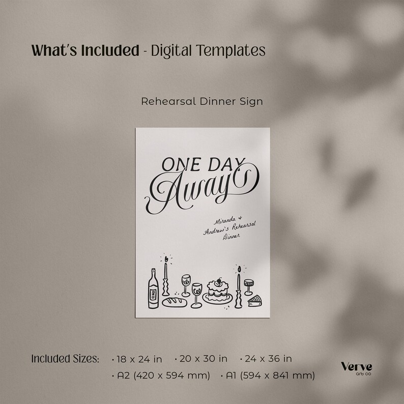 One Day Away Sign, Rehearsal Dinner Decorations, Welcome Sign (canva ...