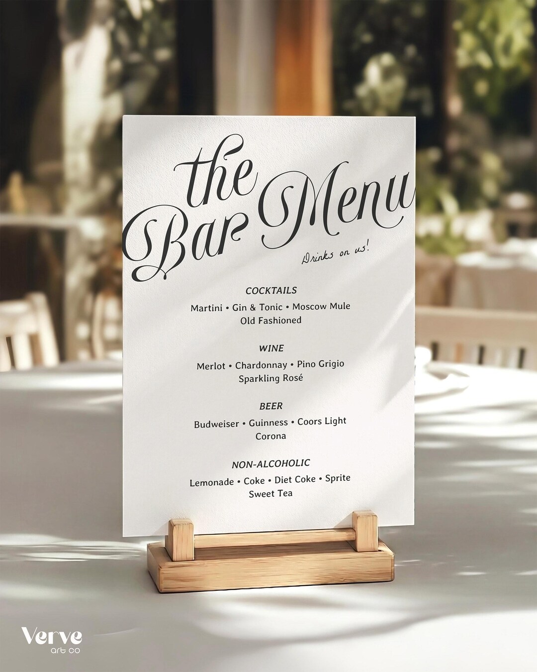 Bar Menu Sign Template, Elegant Wedding Drinks Signage (canva Template ...