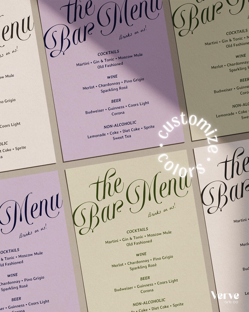 Bar Menu Sign Template, Elegant Wedding Drinks Signage (canva Template ...