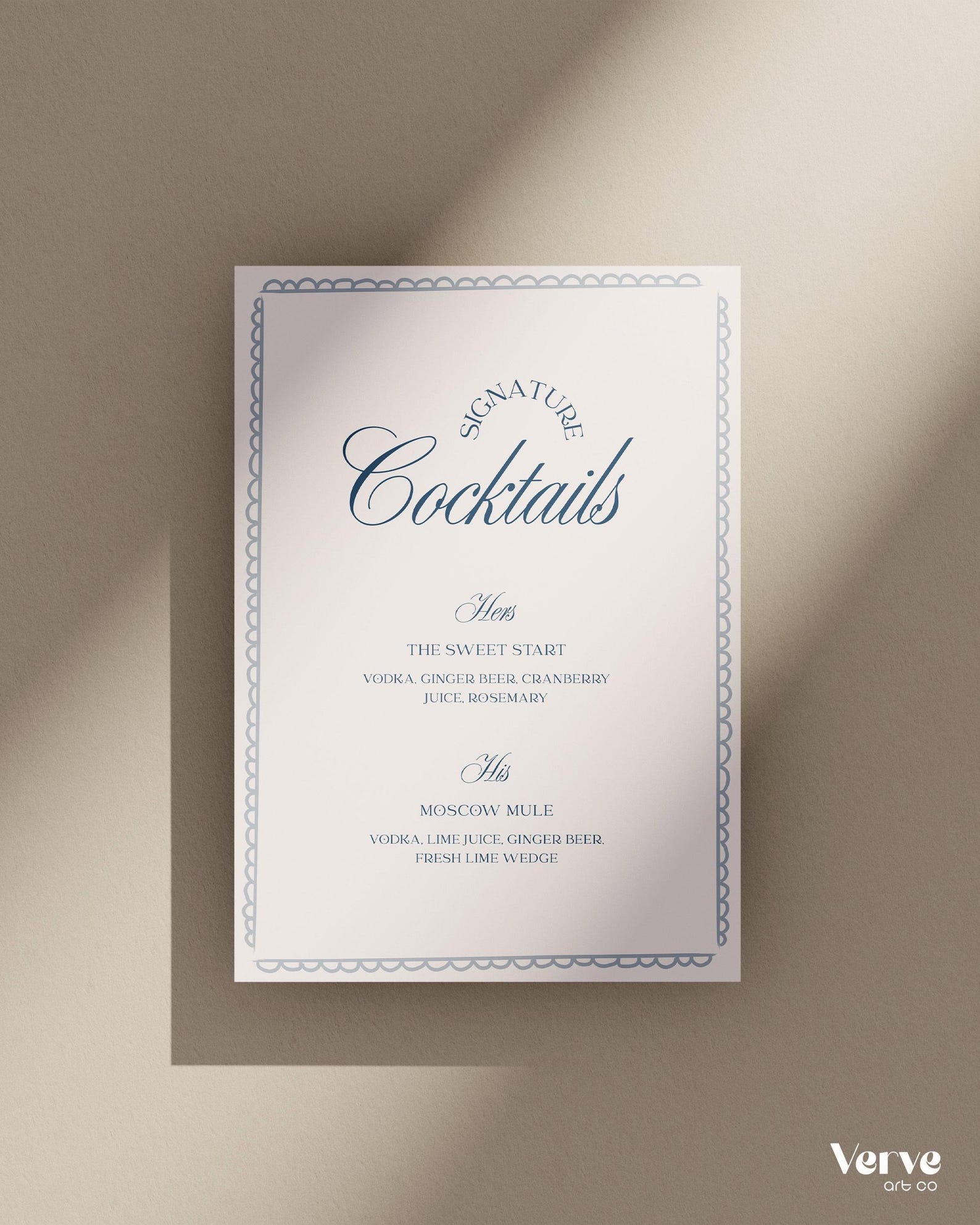 Vintage Wedding Signature Drinks Sign With Loopy Border, Cocktails Bar ...
