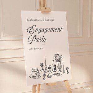 Engagement Party Sign, Engagement Sign Template, Hand Drawn Welcome ...