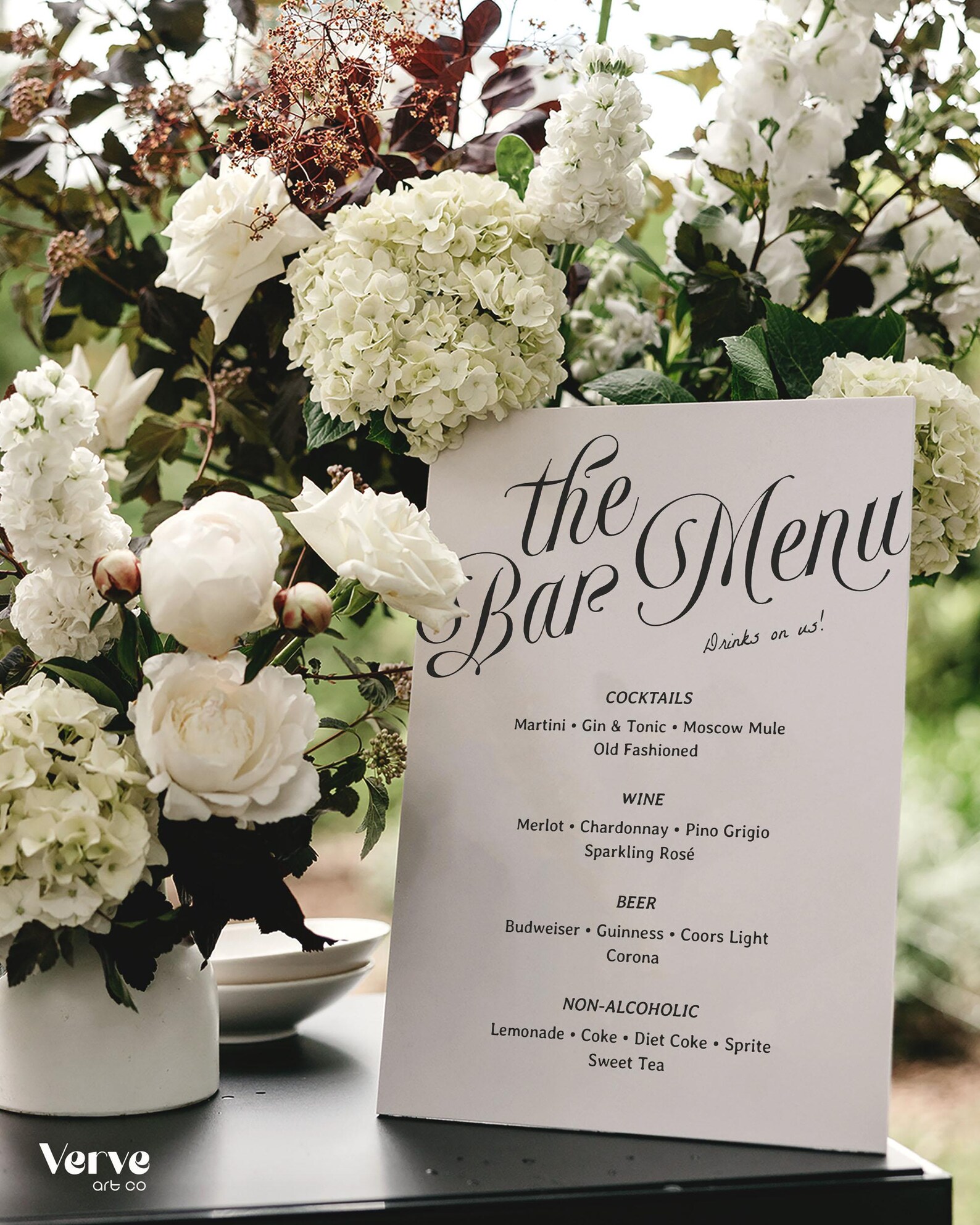 Bar Menu Sign Template, Elegant Wedding Drinks Signage (canva Template ...