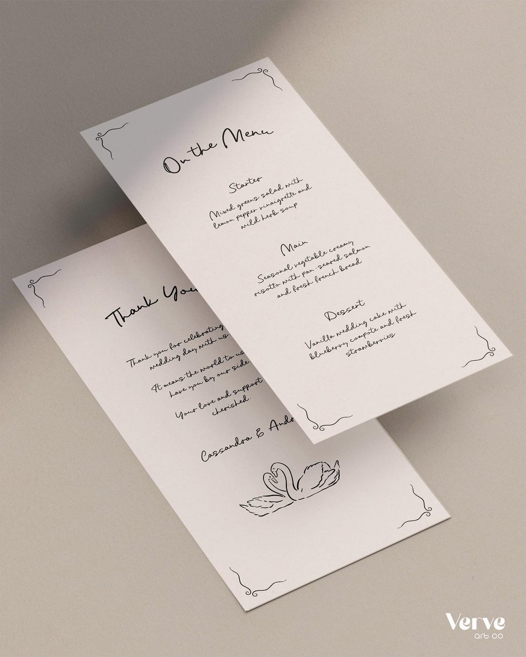 Whimsical Wedding Dinner Menu Template, Handwritten Menu Cards, Canva ...