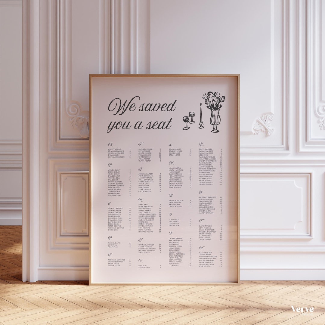 Alphabetical Order Seating Chart: Rustic Seating Arrangement Sign ...
