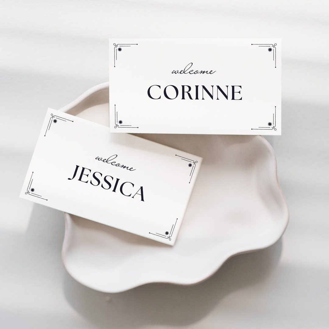 Classic Wedding Name Cards Template, Elegant Place Cards, Classy Table ...