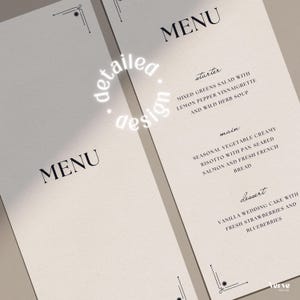 Wedding Menu Template, Elegant Menu Card, 4x9, 4x8, Canva Template ...