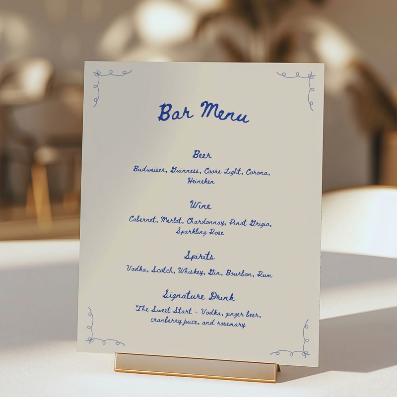 Wedding Bar Menu - Etsy