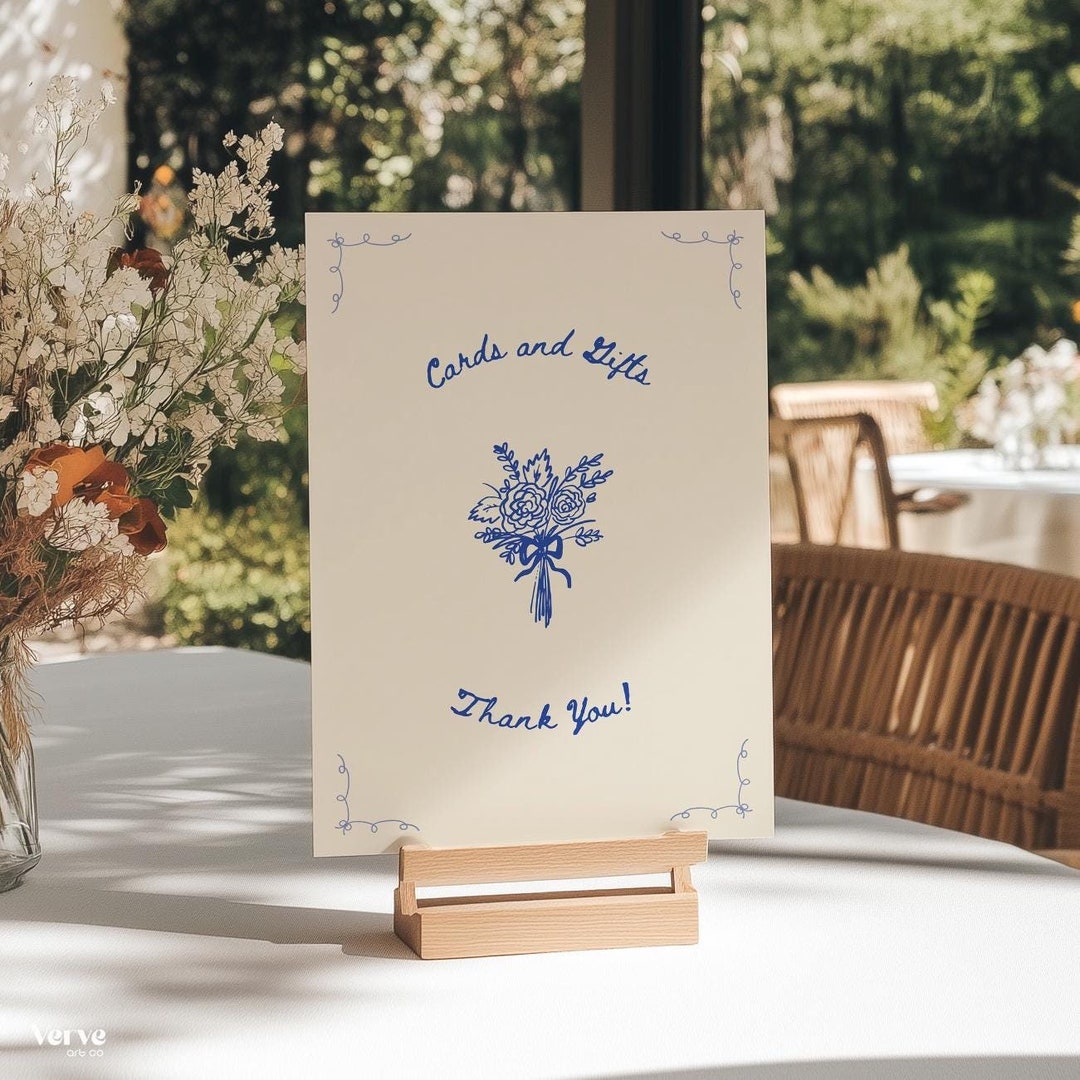 Hand Drawn Cards and Gifts Sign Template, Handwritten Whimsical Wedding ...