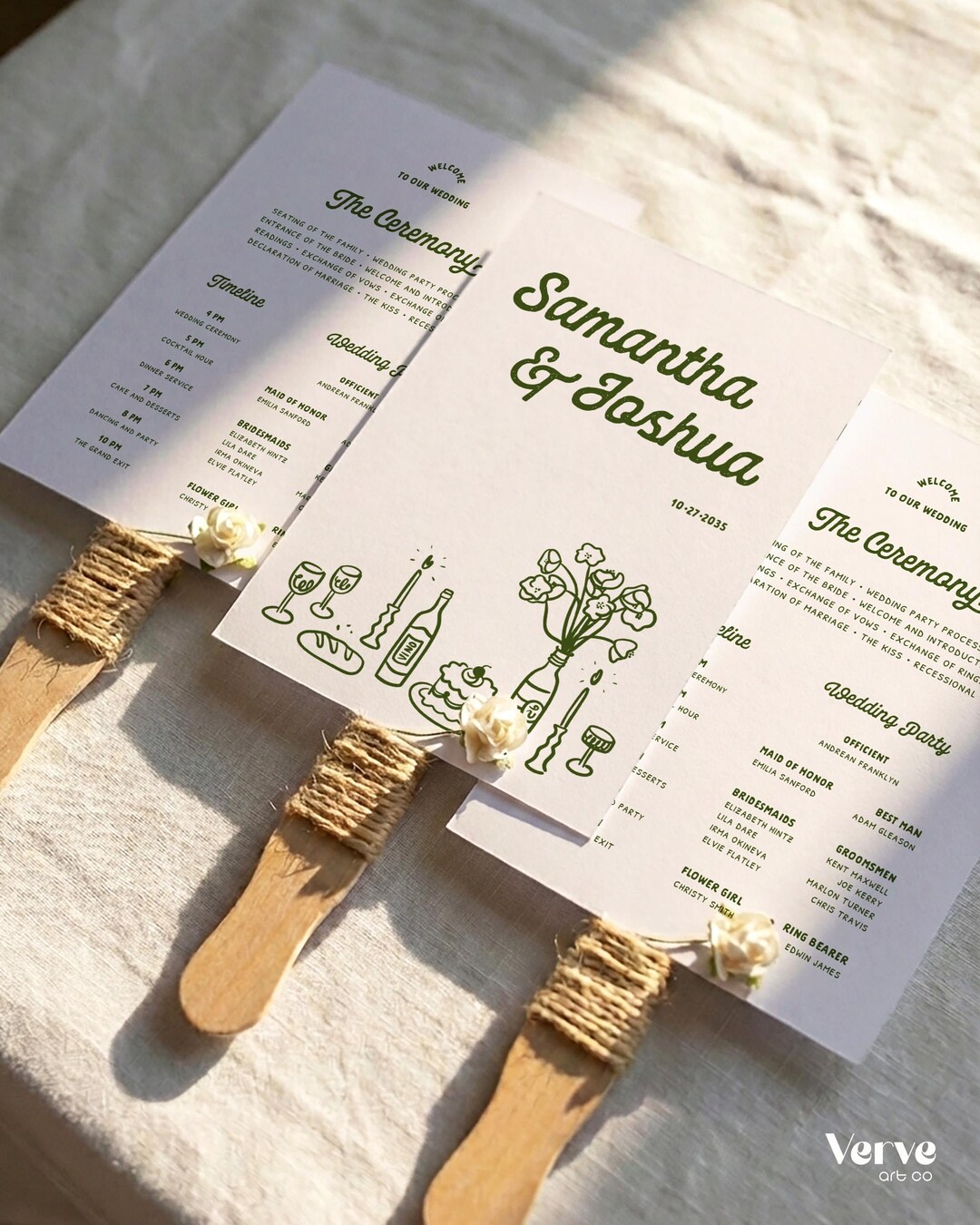 Hand Drawn Wedding Fan Template, Fun Program Fans, Editable Canva ...