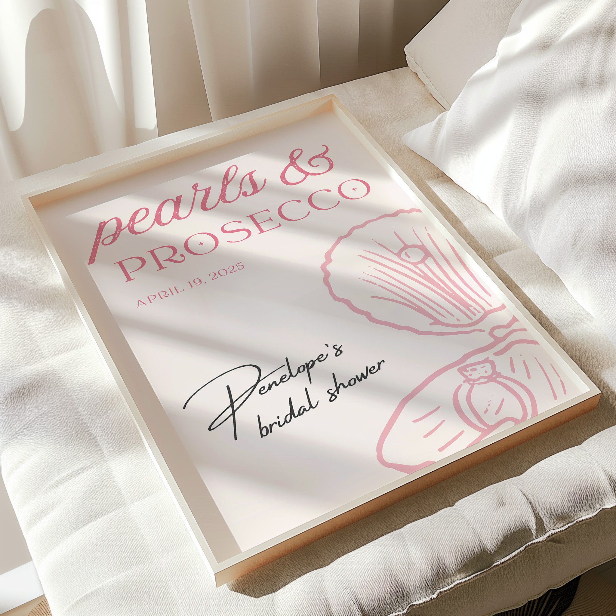 Pearls and Prosecco Bridal Shower Sign Template, Bridal Shower Welcome ...