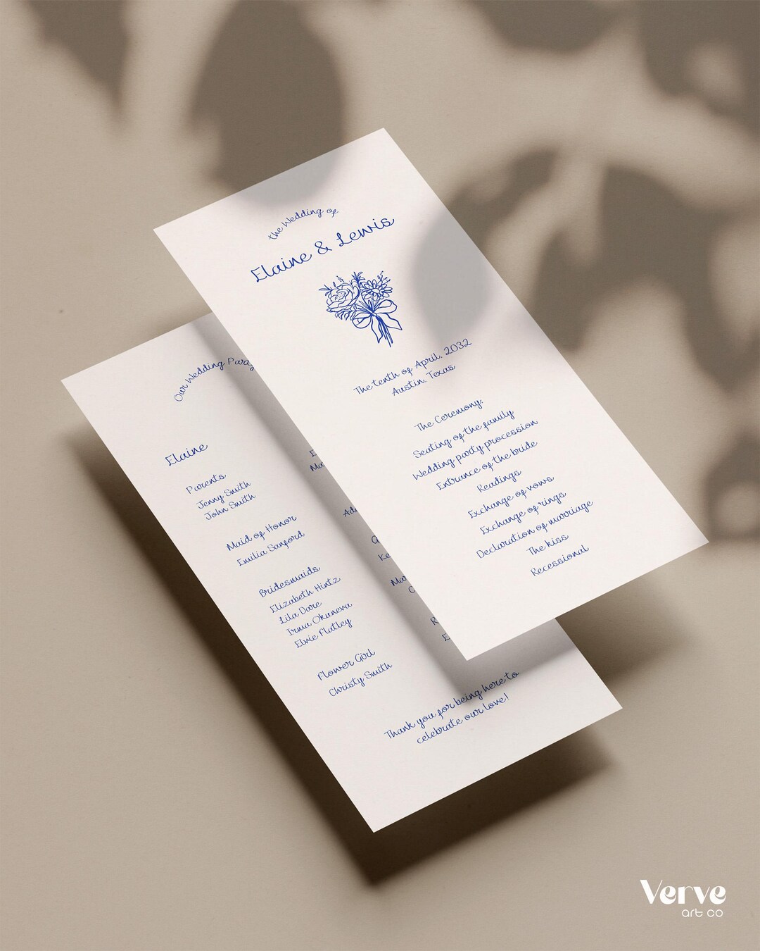 Handwritten Wedding Programs Canva Template, Whimsical Wedding Order of ...