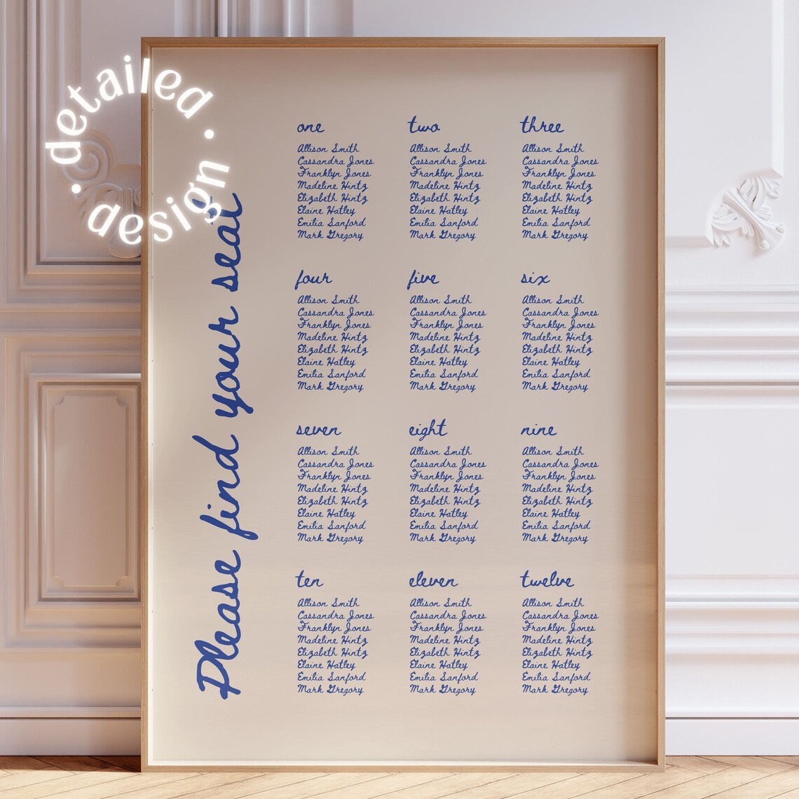 Handwritten Wedding Seating Chart Template, 12 Table Seating Chart ...