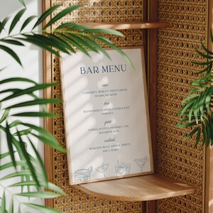 Bar Sign Template Wedding, Hand Drawn Bar Template, Drinks Menu Sign ...