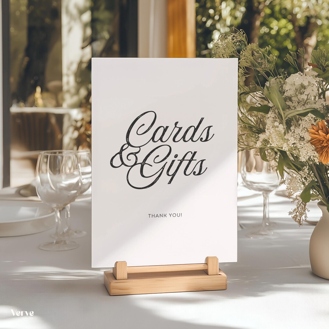 Rustic Cards and Gifts Sign Template, Elegant Wedding Card Box Sign ...
