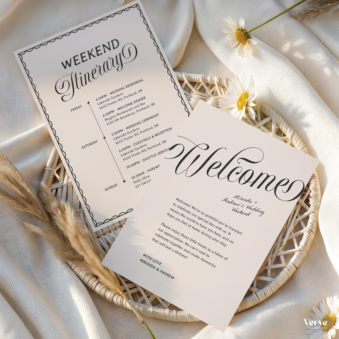 Wedding Welcome Bag Card, Weekend Itinerary Timeline, Welcome Note ...