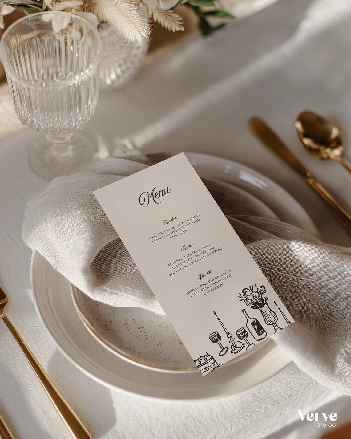 Hand Drawn Wedding Menu Cards, Rustic Rehearsal Dinner Menus, Editable ...
