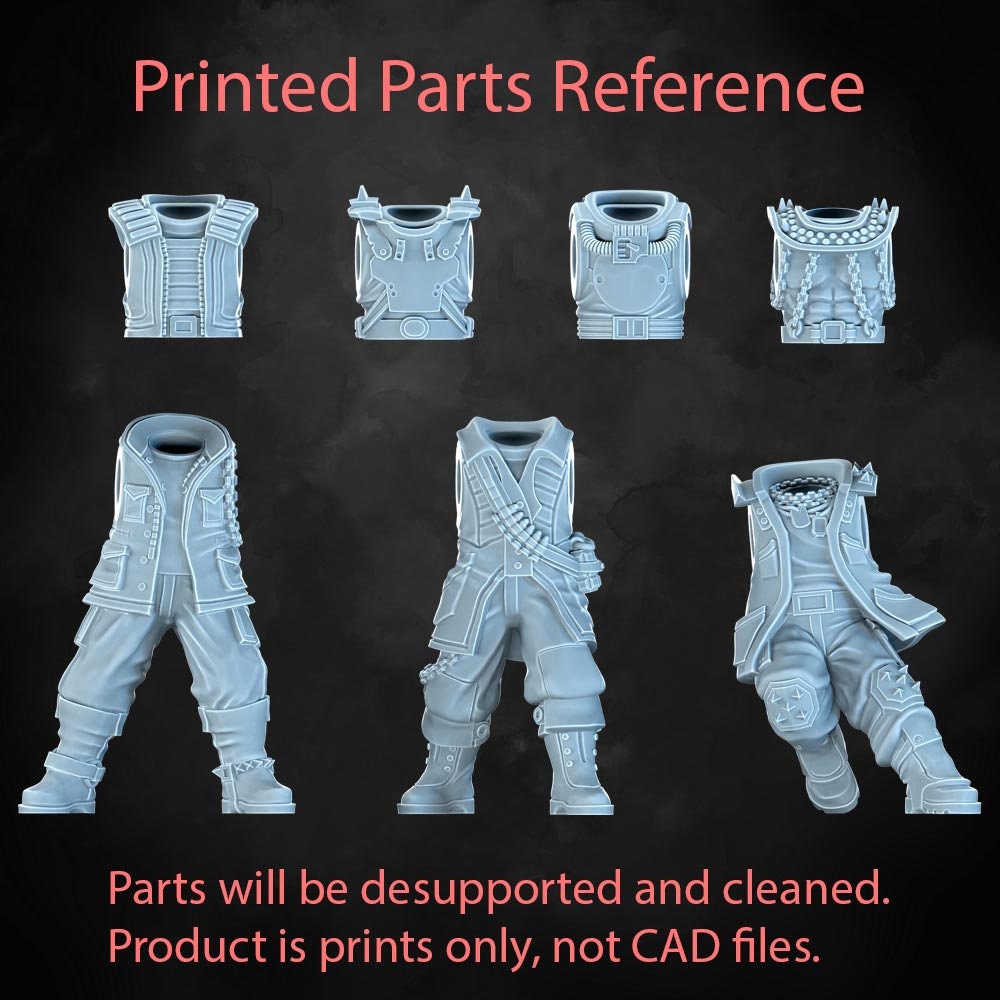 Sci-fi Gangers Male 7 Modular Miniatures 3D Printed 28mm Heroic Scale ...