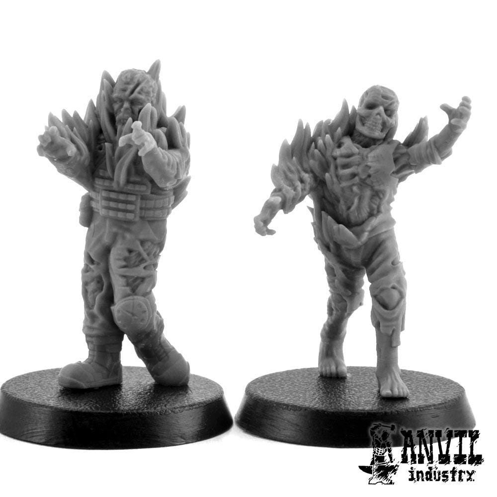 Burning Zombies || 2 Miniatures || 3D Printed || 28mm Heroic Scale ...